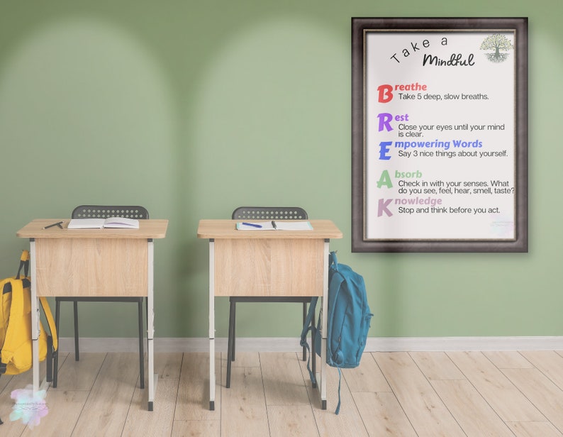 Mindfulness Take a Mindful Break Mental Health Poster, Therapy Office ...