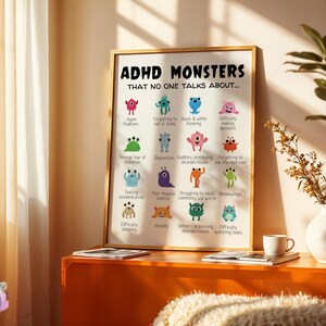 ADHD Monsters Print: Kid-friendly Counselor Social Worker Art - Etsy