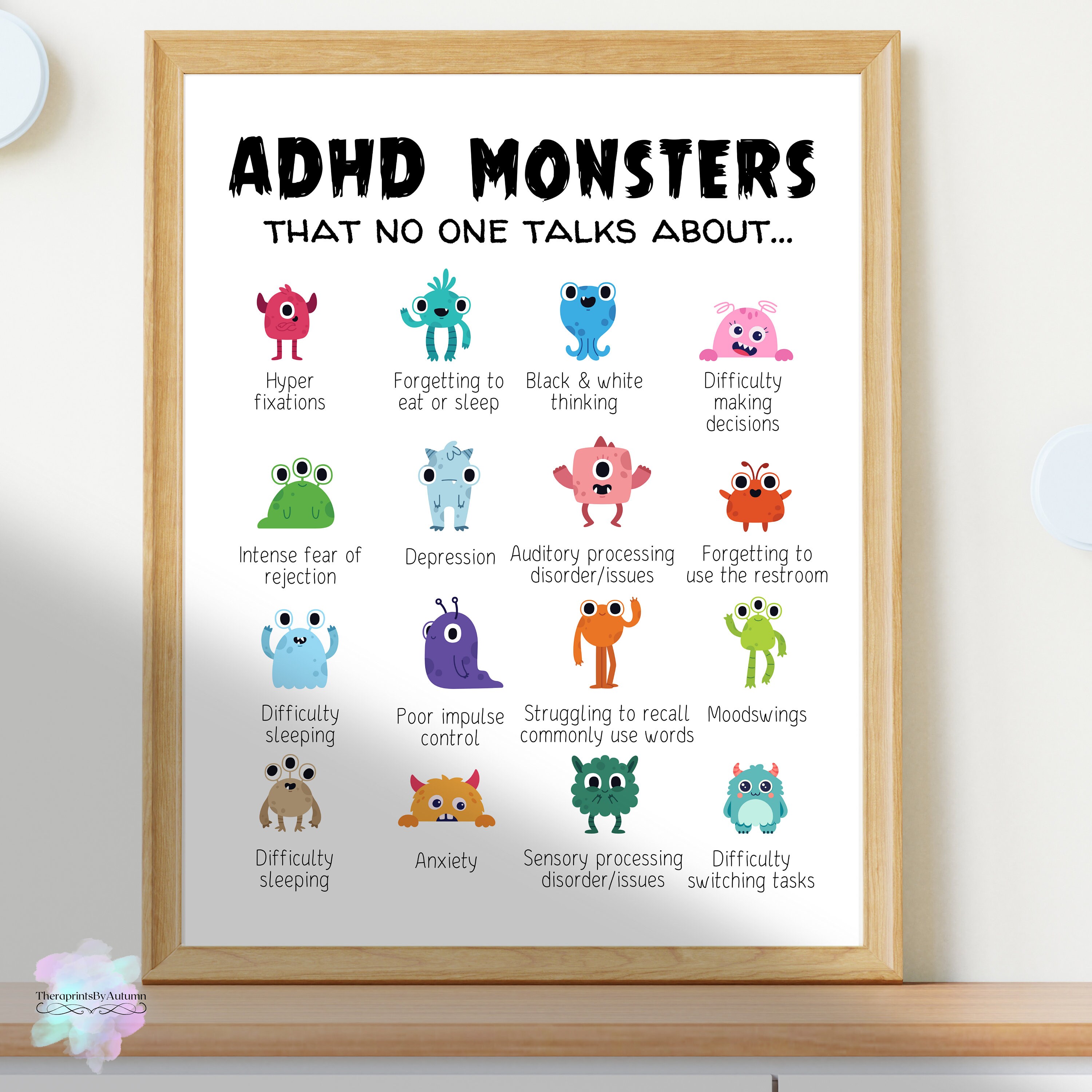 ADHD Monsters, Symptoms, Did You Know, Kid Friendly Print for Social ...