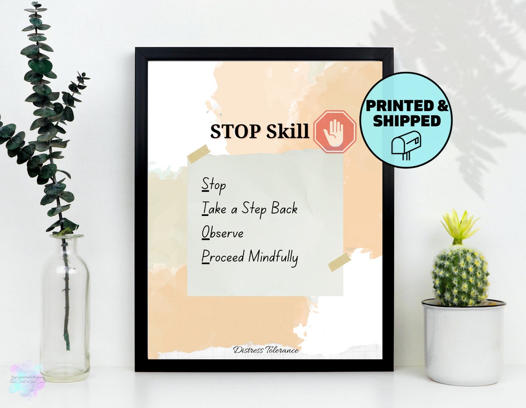 DBT: STOP Skill Dialectical Behavior Therapy Distress - Etsy