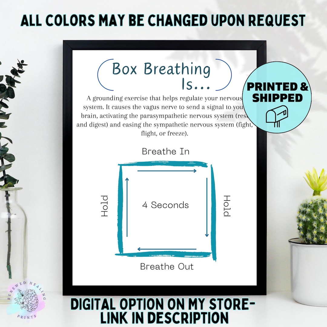 Grounding Box Breathing Exercise Handout for Anxiety, Panic for Social ...