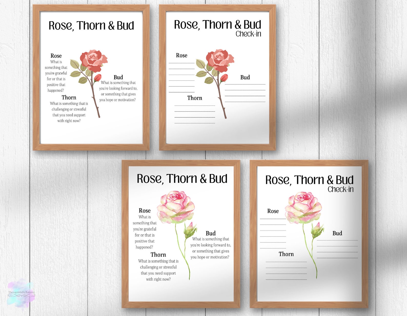 2 Styles of Rose, Bud and Thorn Check in Resource With Handouts, Great ...