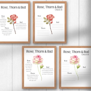 2 Styles of Rose, Bud and Thorn Check in Resource With Handouts, Great ...