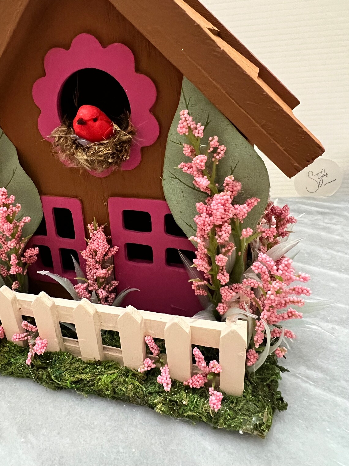 Decorative Birdhouse pink Forest Cottage - Etsy
