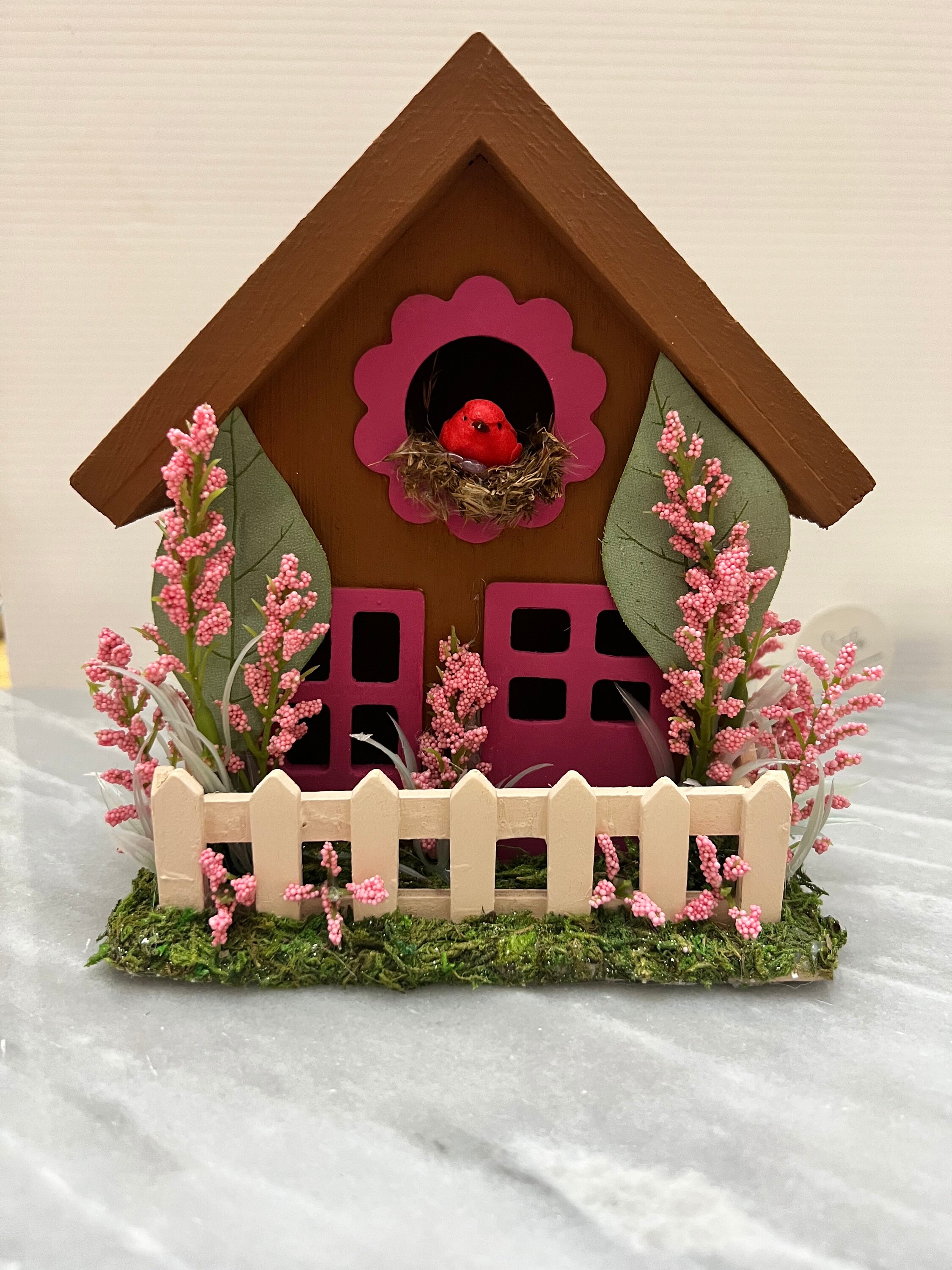 Decorative Birdhouse pink Forest Cottage - Etsy