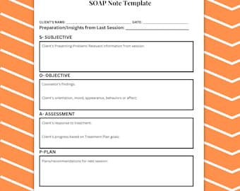 SOAP Note Template Printable for Therapist, Counselors, and Patients ...