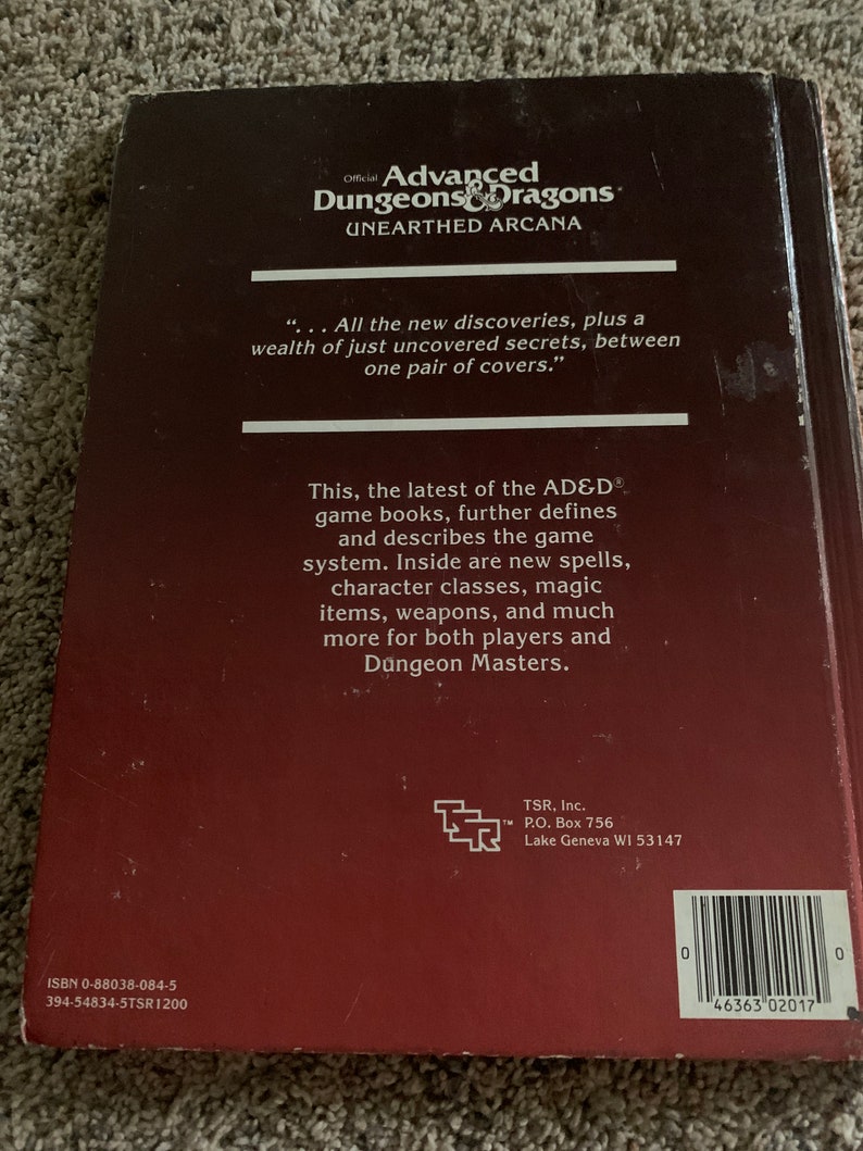 Official Advanced Dungeons & Dragons Unearthed Arcana Book - Etsy