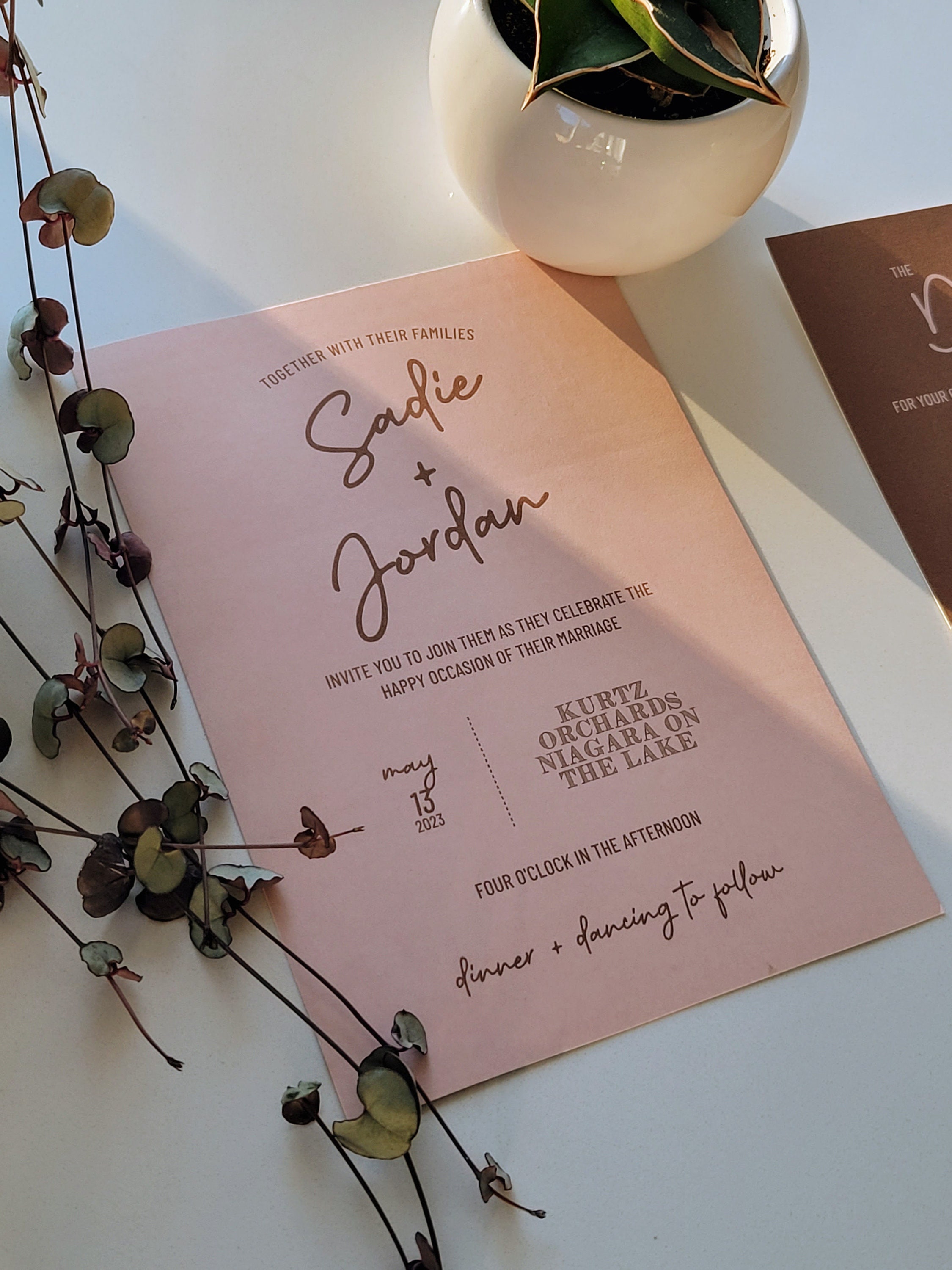 Earth Tones Simple Boho Wedding Invitation Template Bundle Minimalist ...