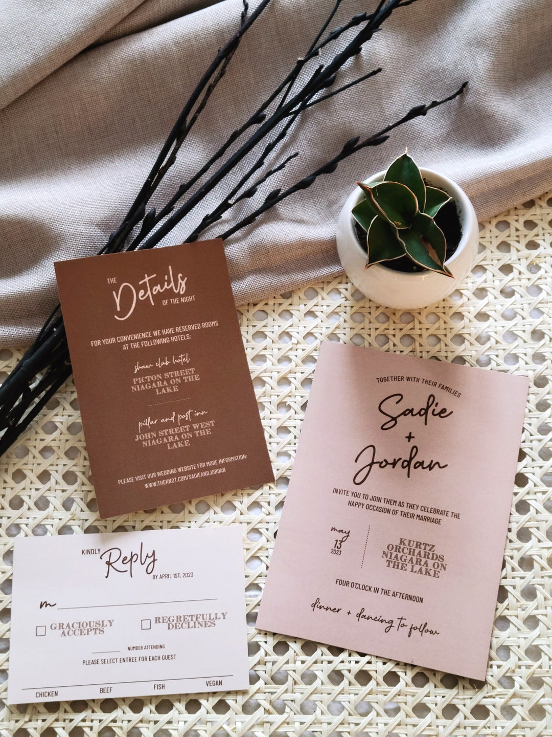 Earth Tones Simple Boho Wedding Invitation Template Bundle Minimalist ...