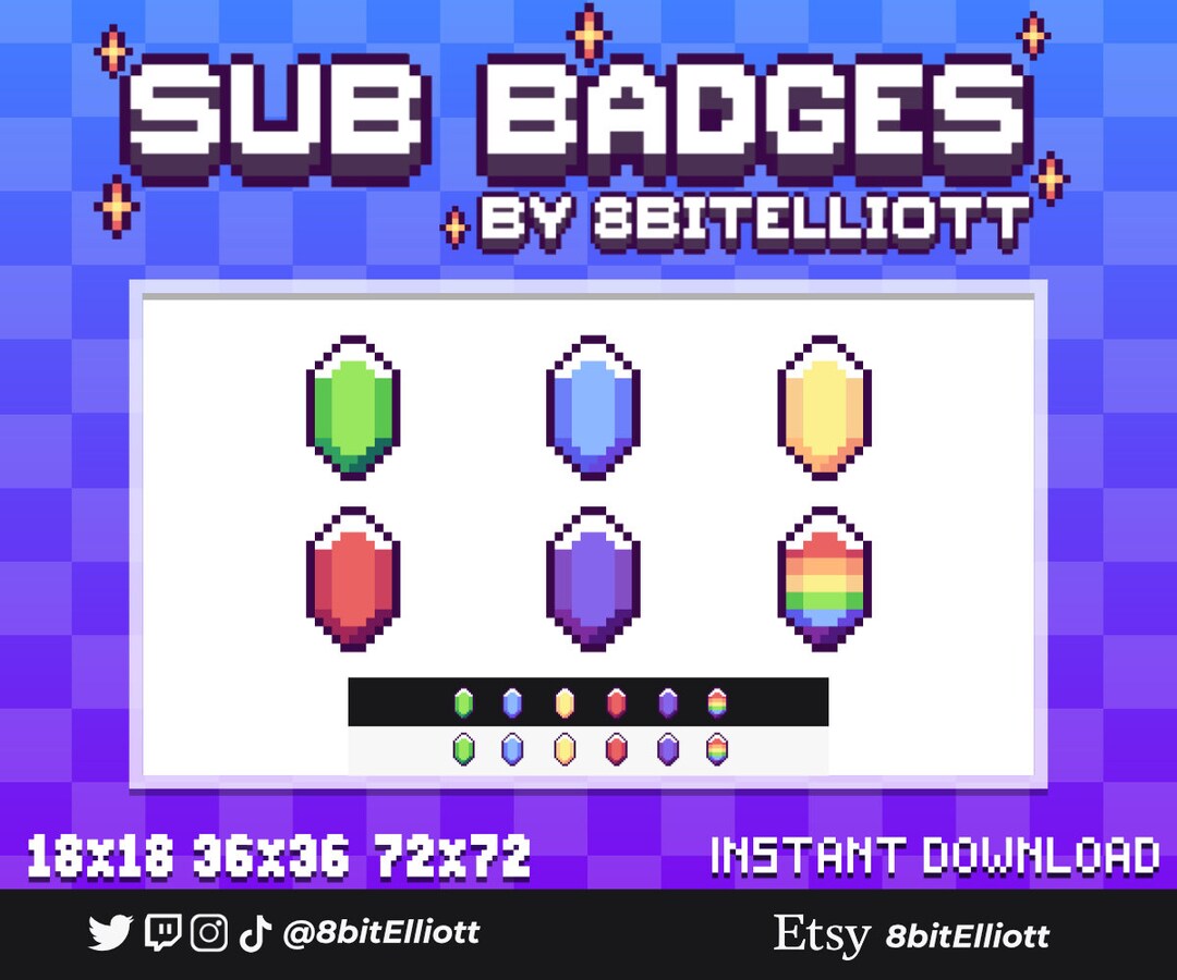 Pixel Rupee Subcriber Badges | Twitch Sub Badges | Twitch Badges | Bit ...