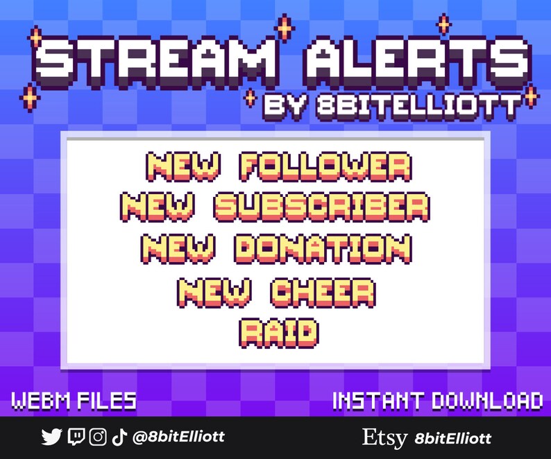 Twitch Steam Alert Pack Animated Webm Sub Alert Cheer Alert Follower ...