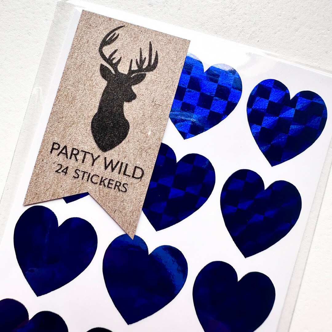 Mini Heart Stickers Pk 24 - Holographic Blue - Etsy