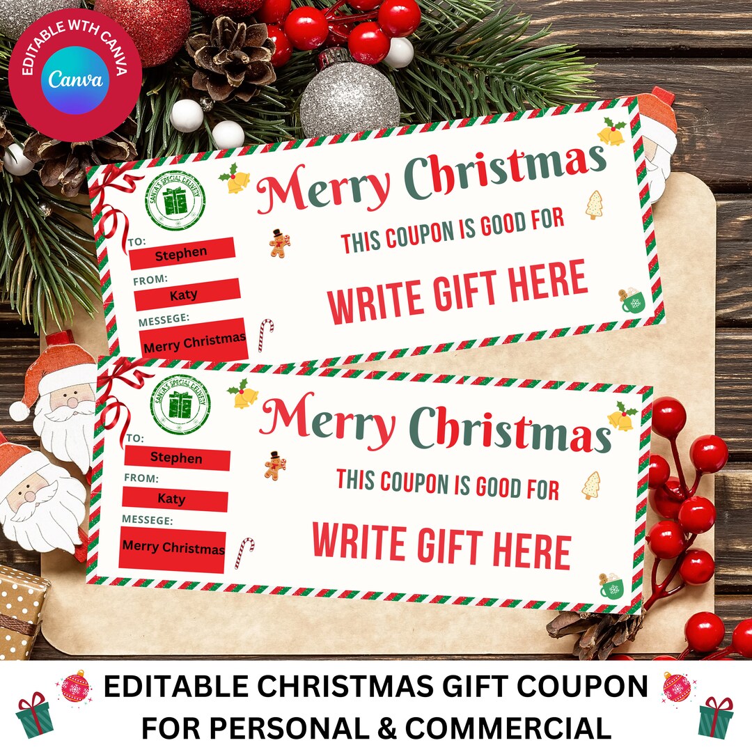 Editable Christmas Coupon Template Editable Canva Template - Etsy