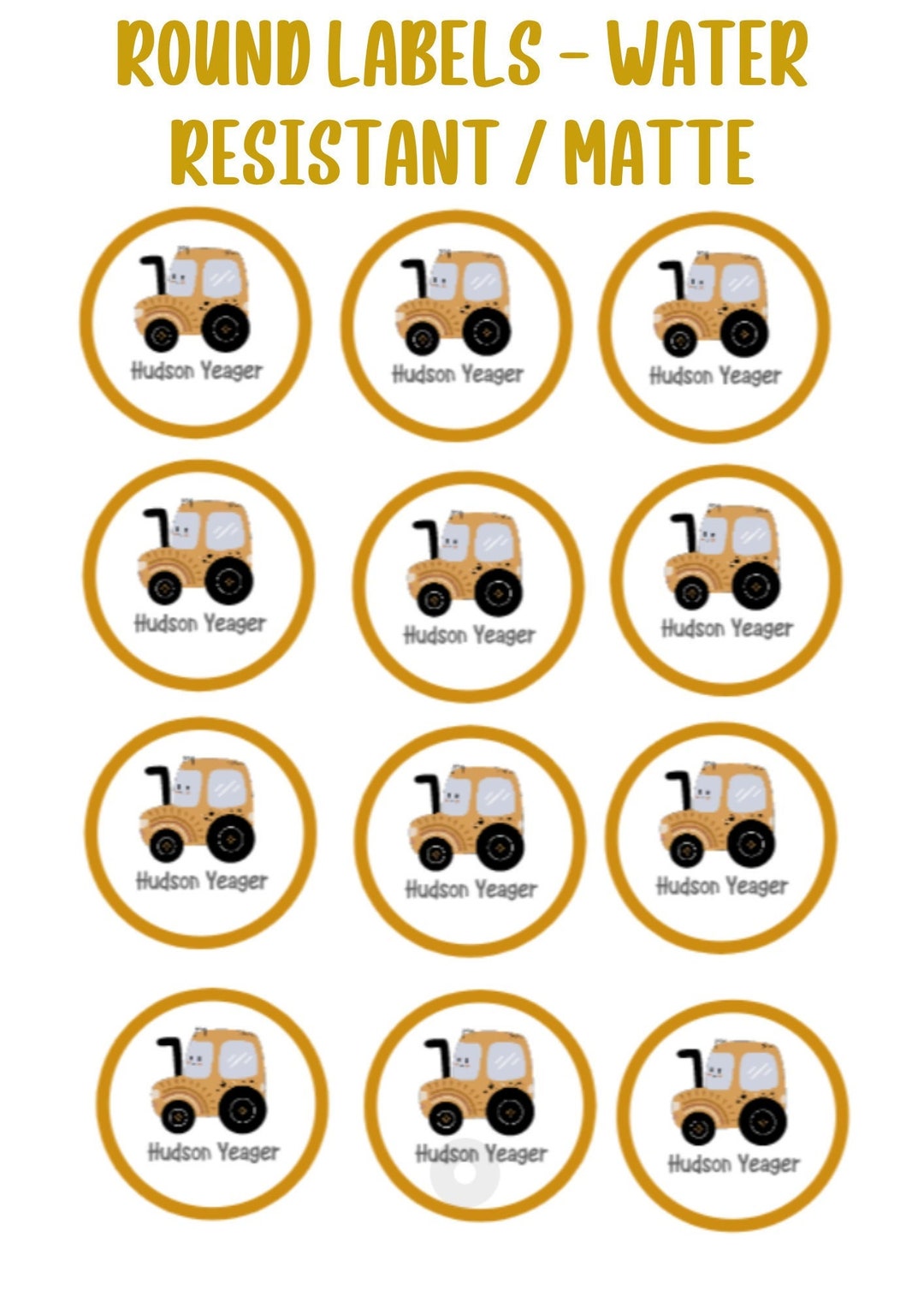 Tractor Round Labels - Etsy