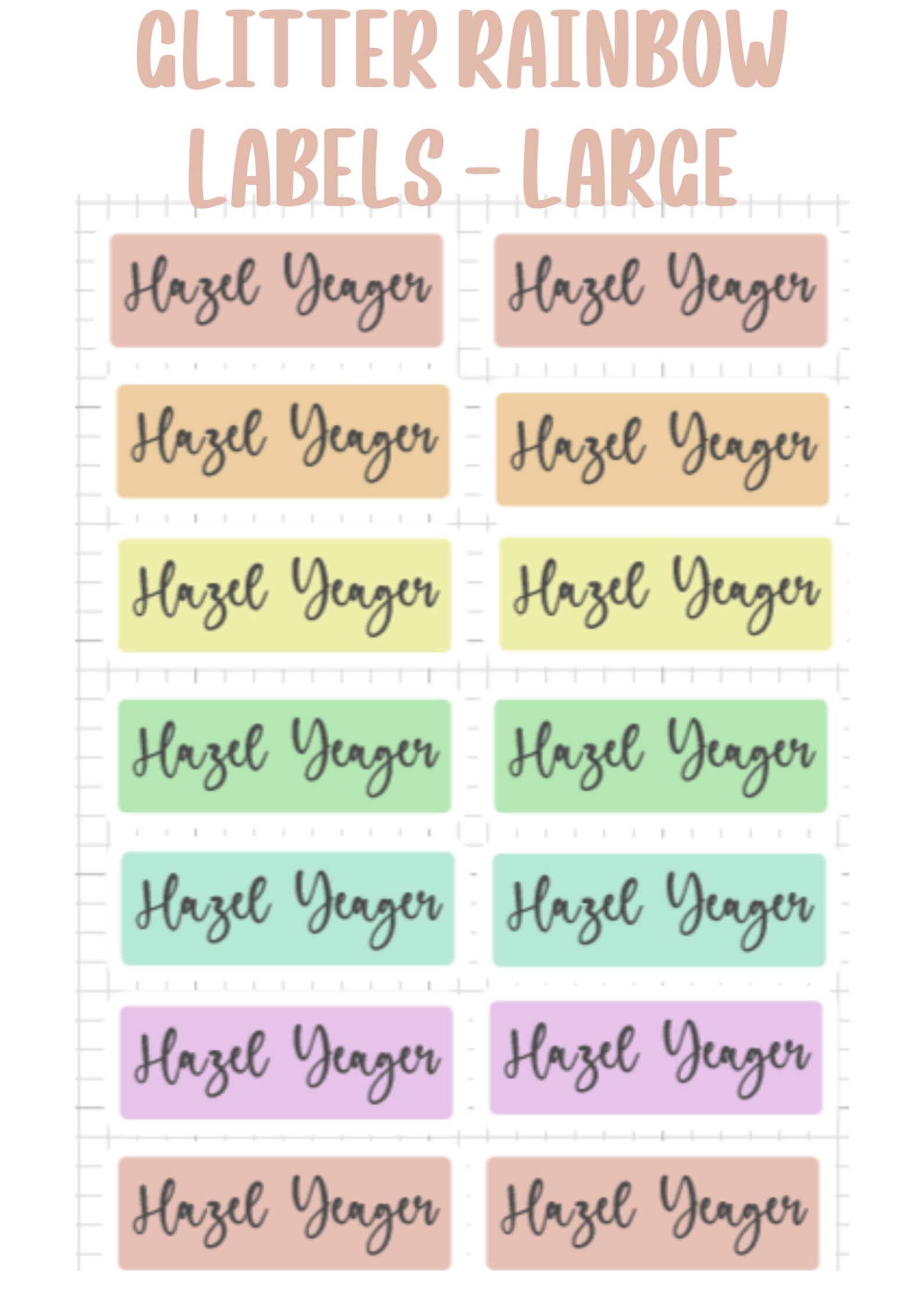 Rainbow Glitter Rectangle Labels - Etsy