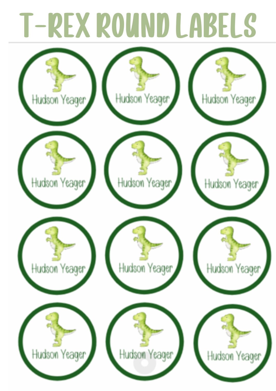 T-rex Round Labels - Etsy