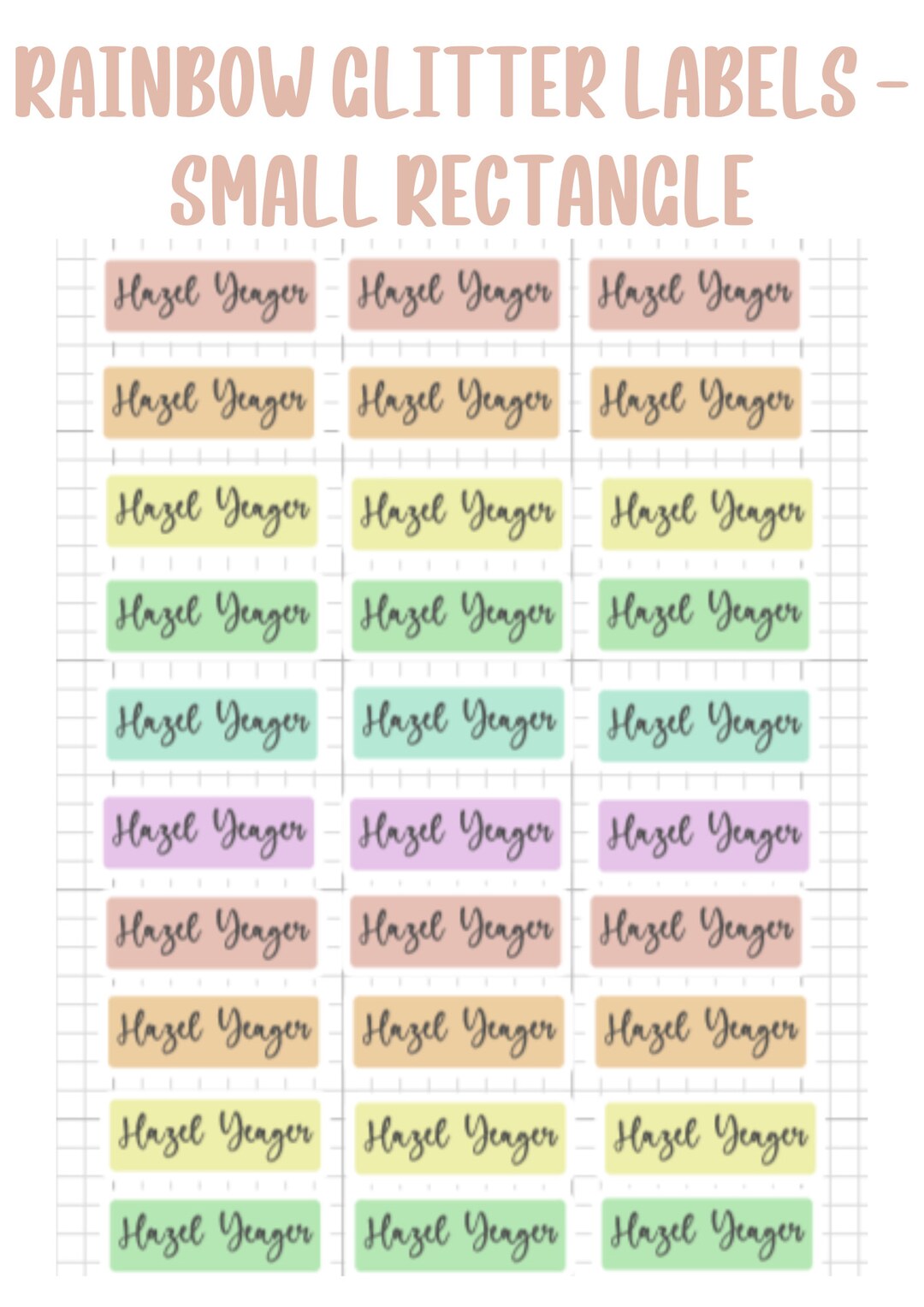 Rainbow Glitter Rectangle Labels - Etsy