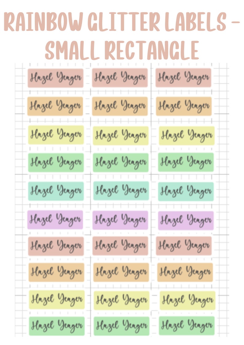Rainbow Glitter Rectangle Labels - Etsy
