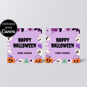 Cute Halloween Gift Tags, Personalized Halloween Tags, Kids Classroom ...