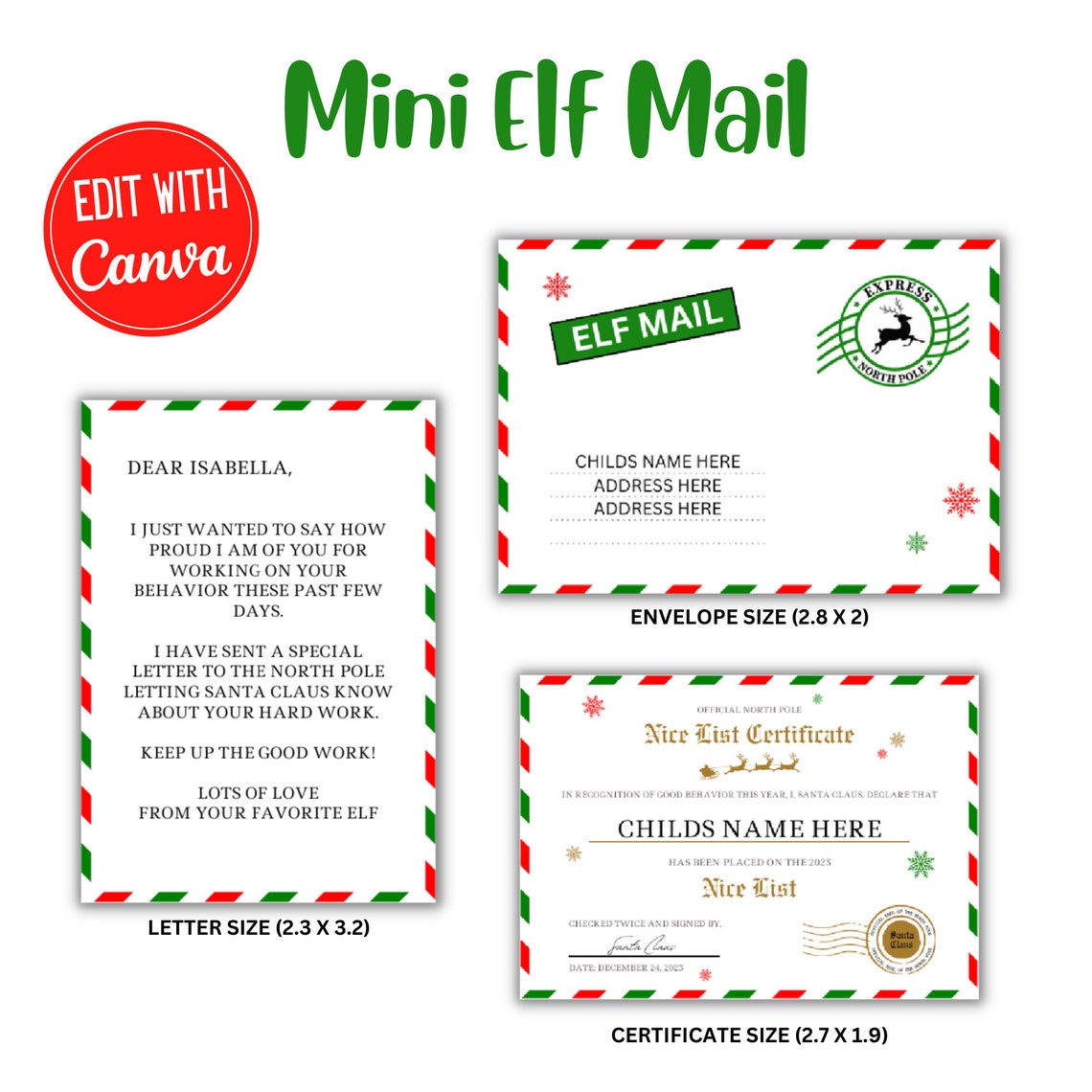 Mini Elf Letter & Nice List Certificate: Editable Christmas Printable ...