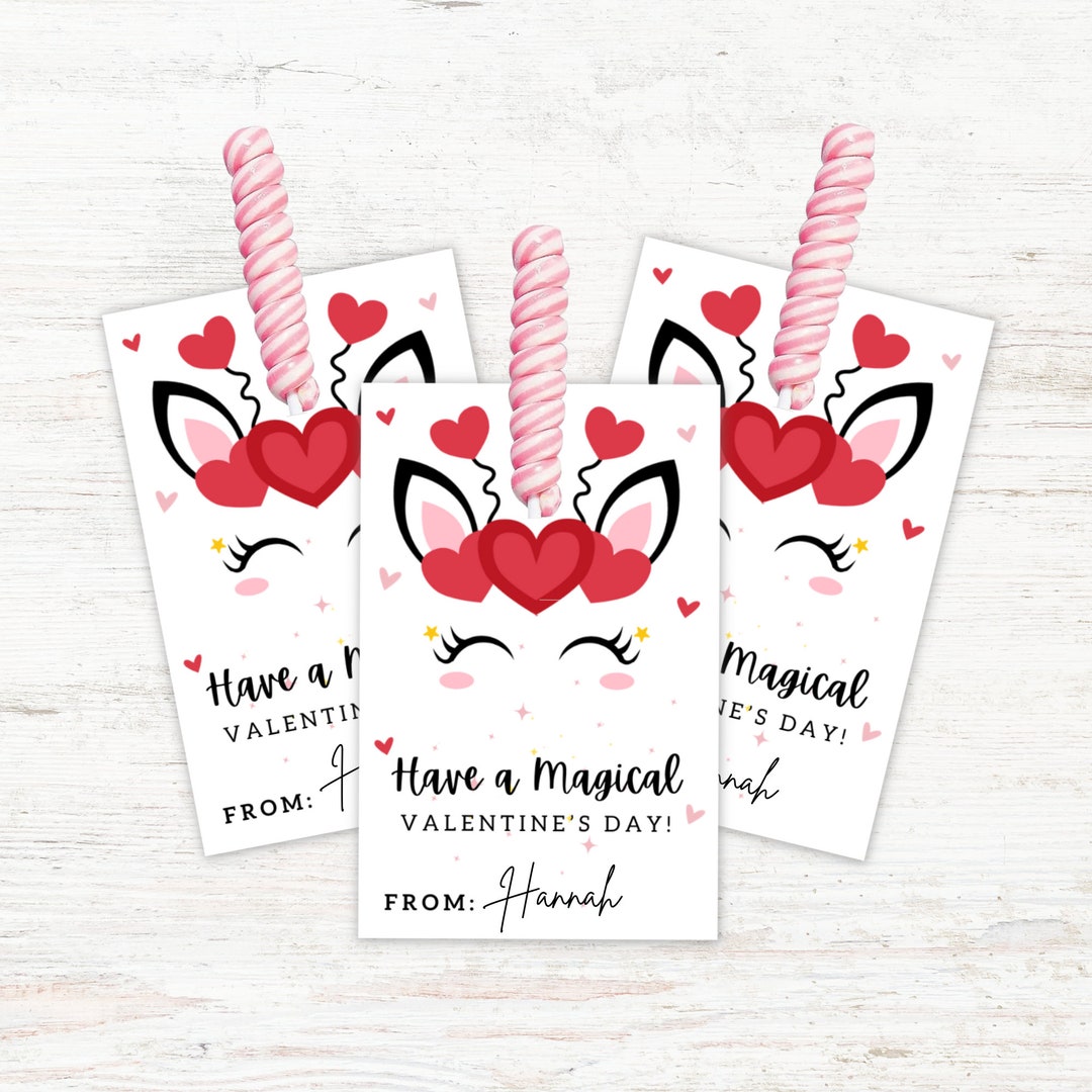 Unicorn Valentine Lollipop Card, Printable Unicorn Valentines Day Cards ...
