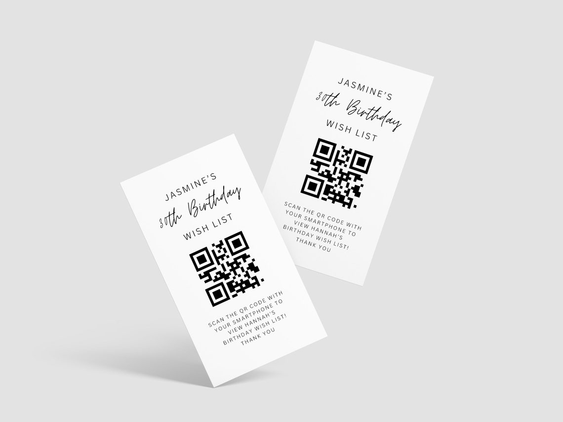 Birthday Wish List QR Code Insert Card Template (digital Download) - Etsy