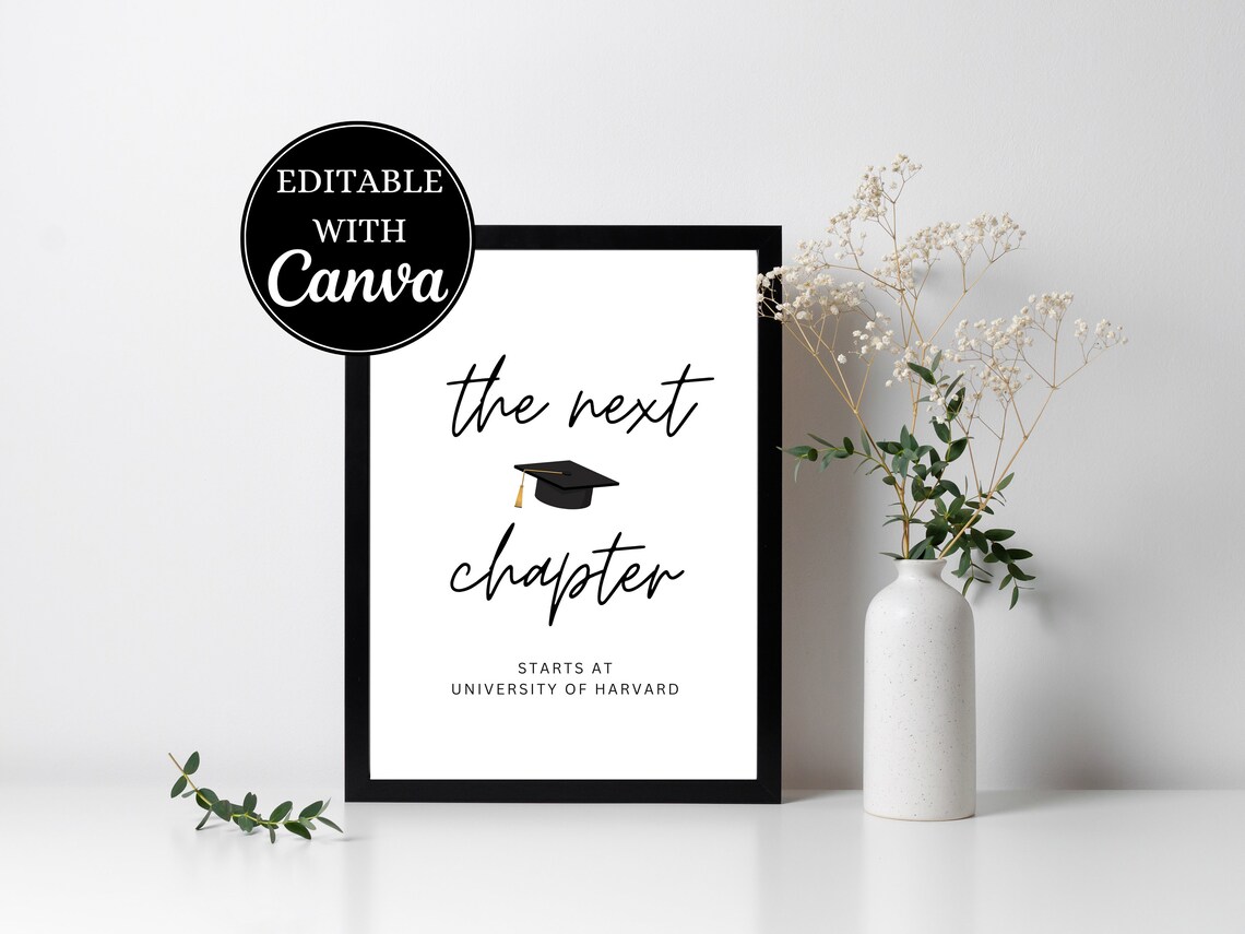 The Next Chapter Sign, Graduation Party Sign, Class of 2024, Editable ...