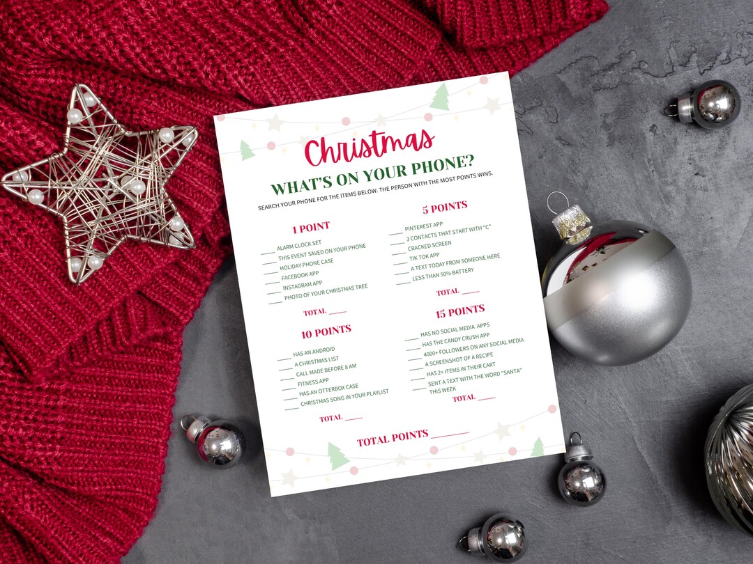 Whats on Your Phone Christmas Game, Christmas Family Games, Holiday ...