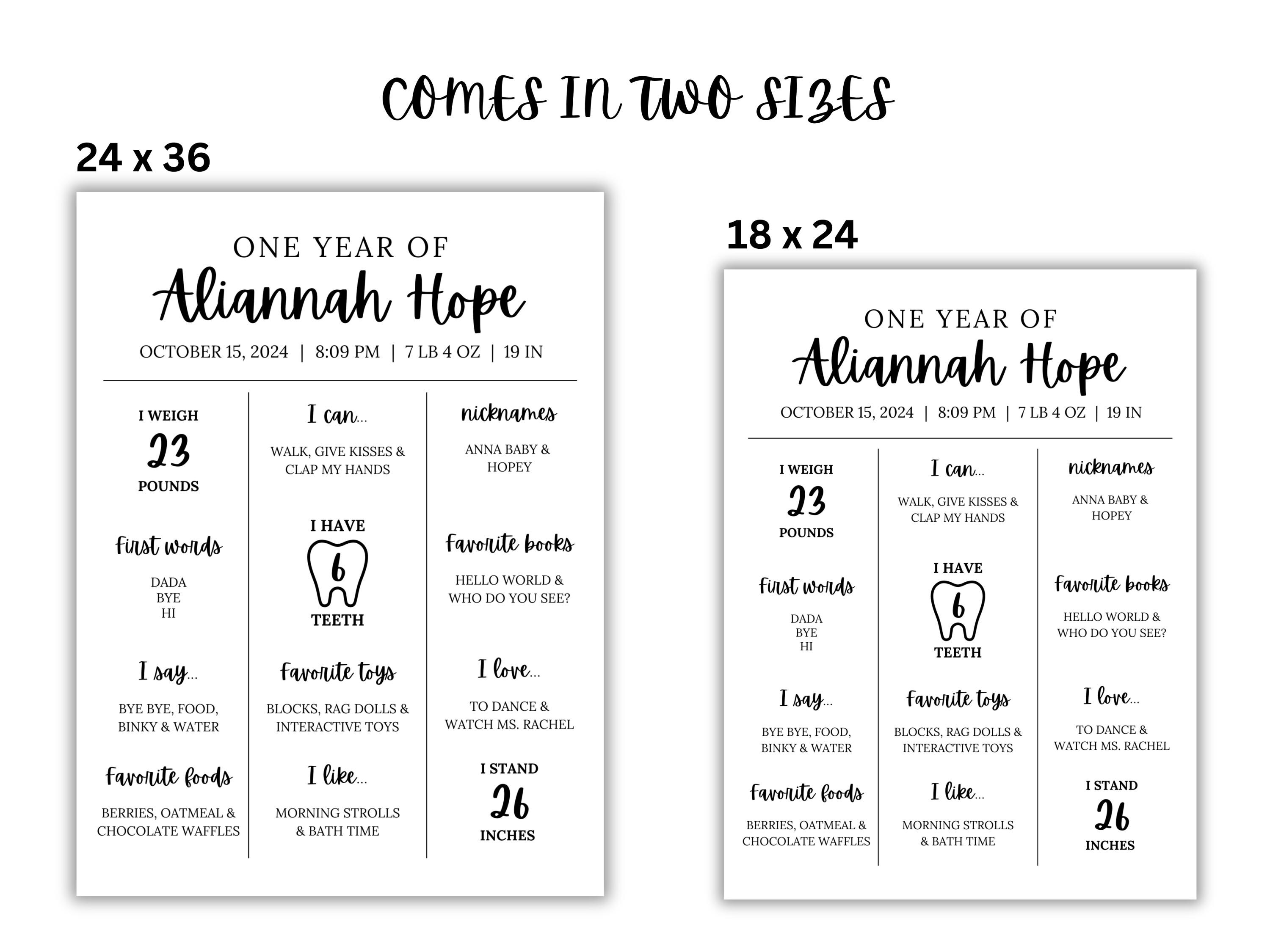 My First Year Milestone Sign, First Birthday Sign Canva Template ...