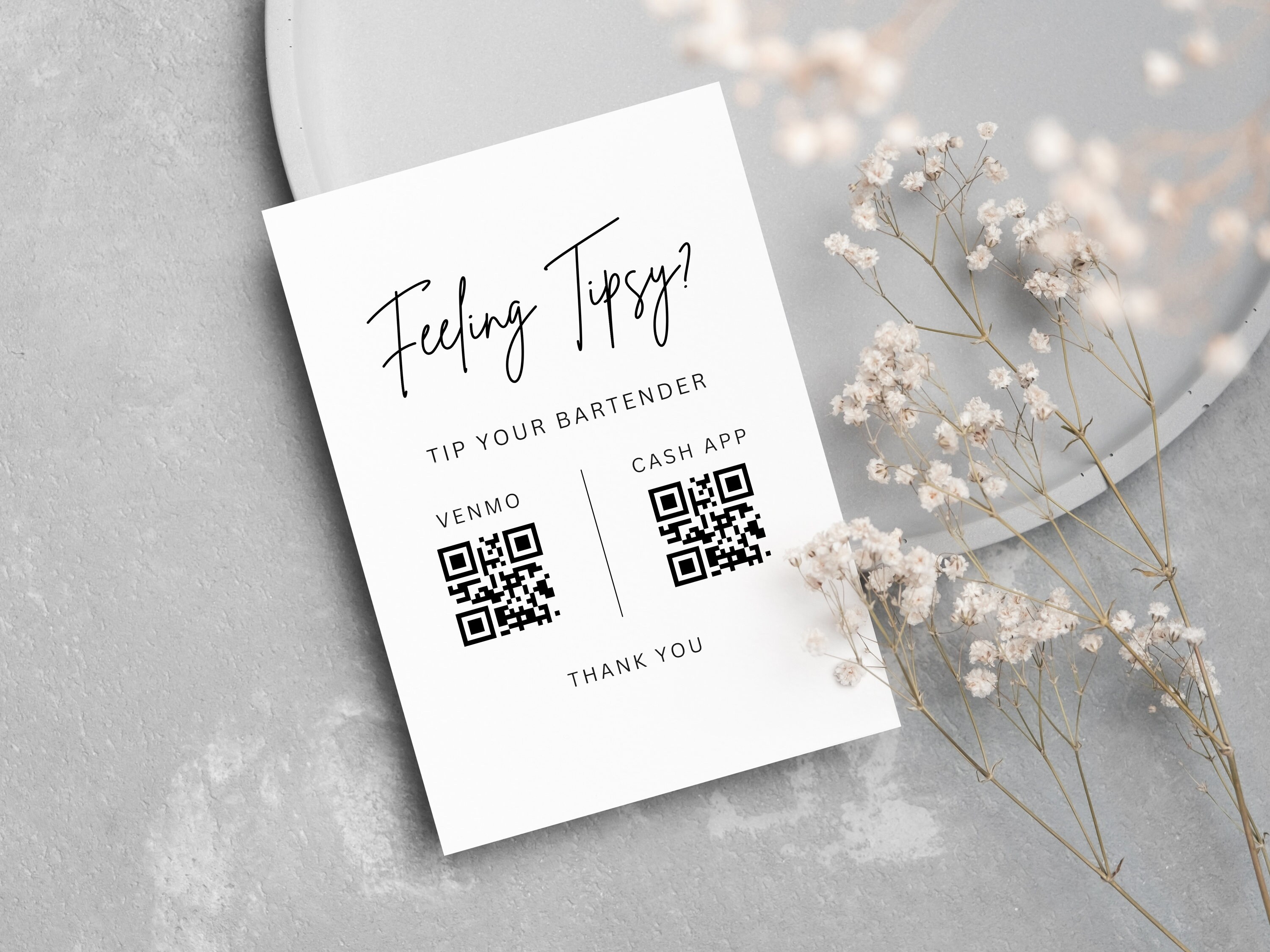 Bartender QR Code Tip Sign Template, Virtual Tips Sign, Venmo and Cash ...