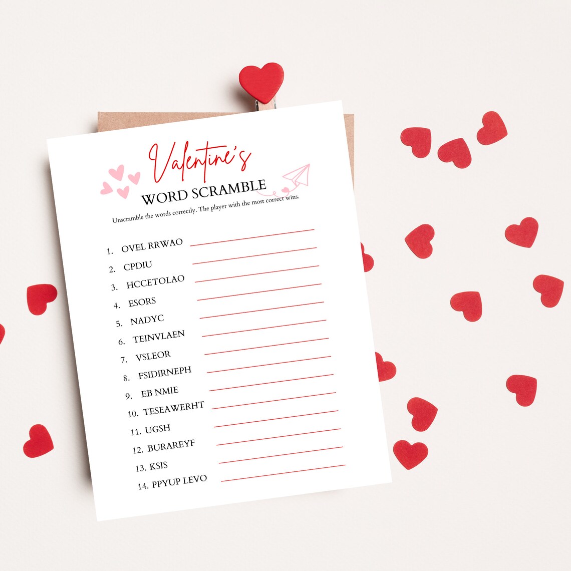 Valentines Day Word Scramble, Fun Activity for Kids or Adults ...