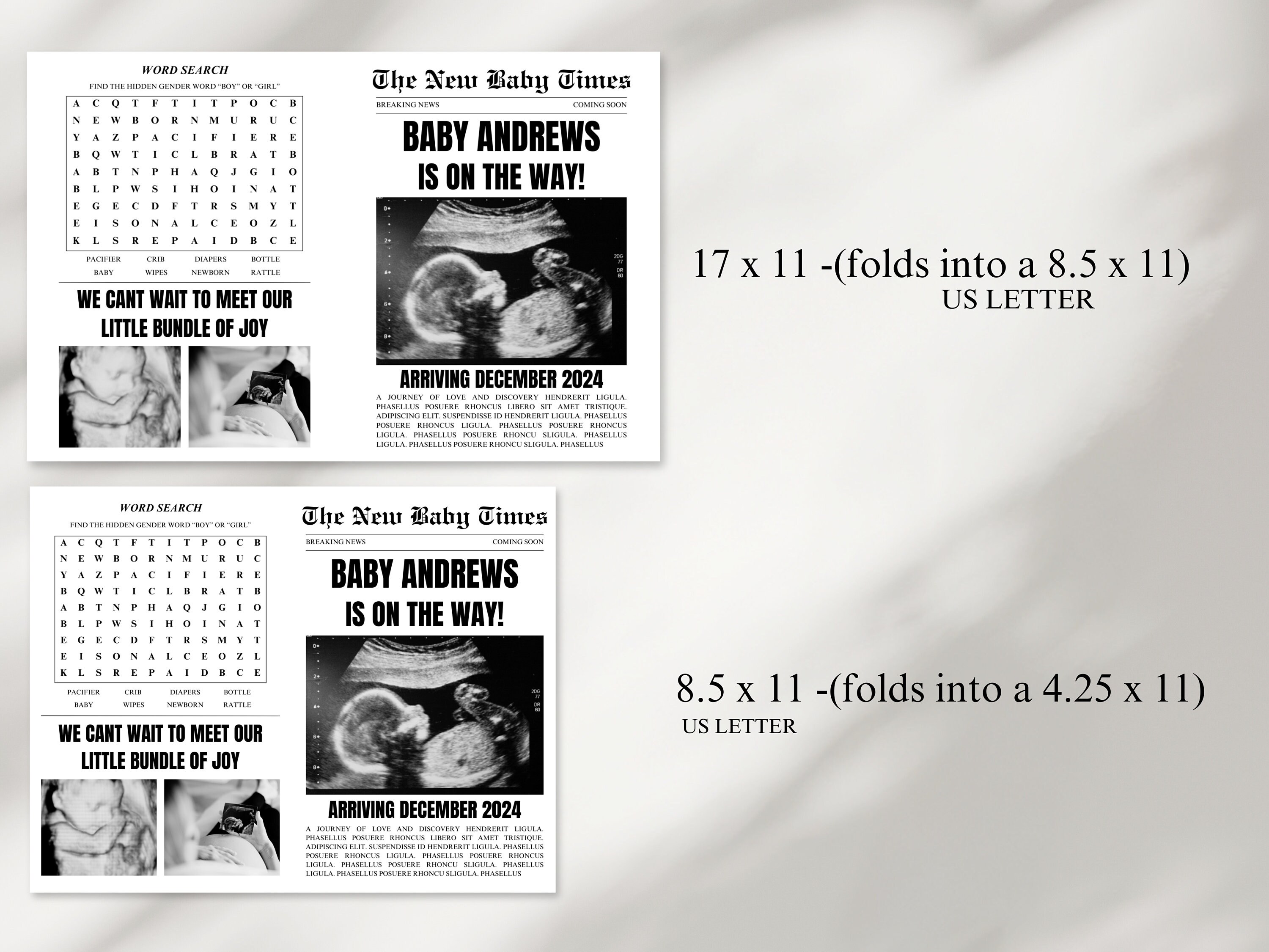 Baby Newspaper Announcement, Pregnancy Announcement Newspaper ...