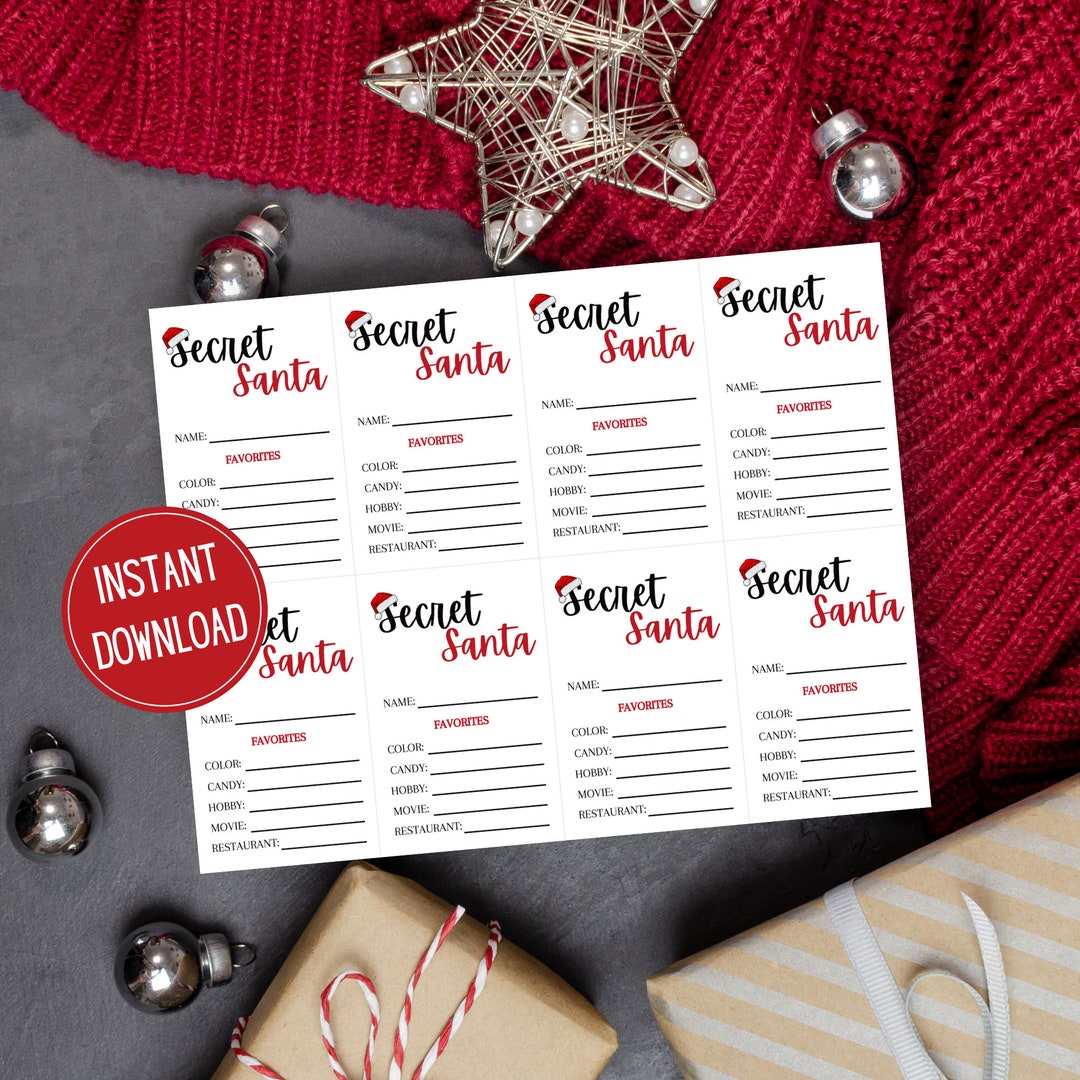 Printable Secret Santa Questionnaire, Christmas Wish List, Office Gift ...