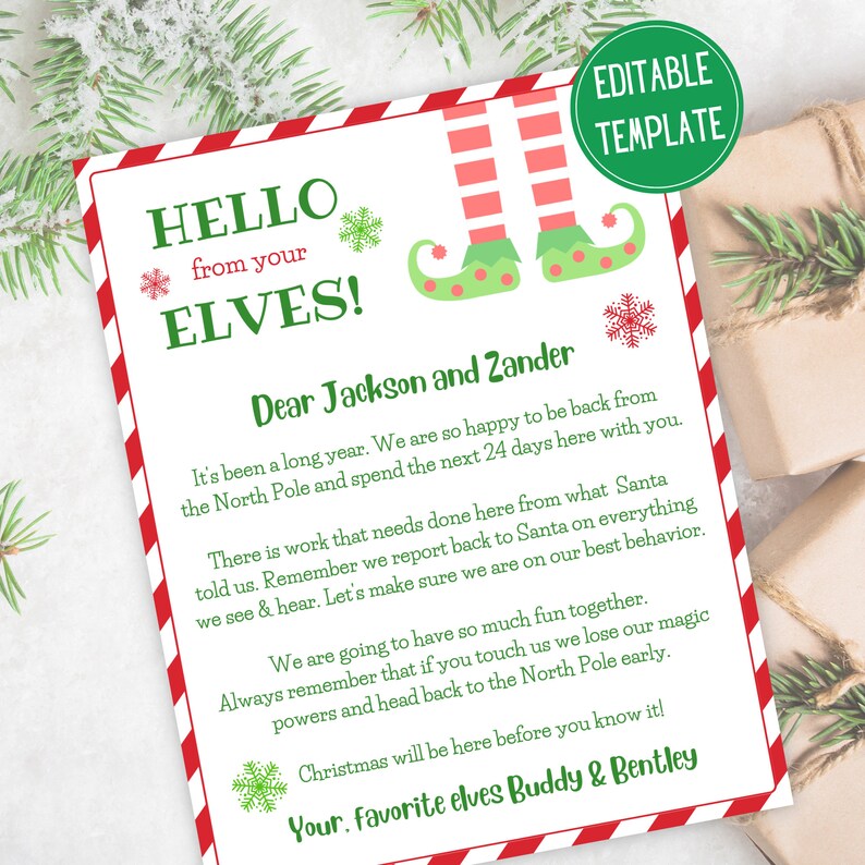 Hello and Goodbye From Elf Letter, Elf Arrival and Departure Letter ...