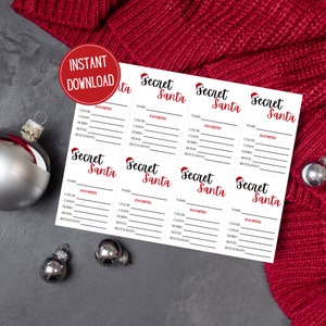 Printable Secret Santa Questionnaire, Christmas Wish List, Office Gift ...