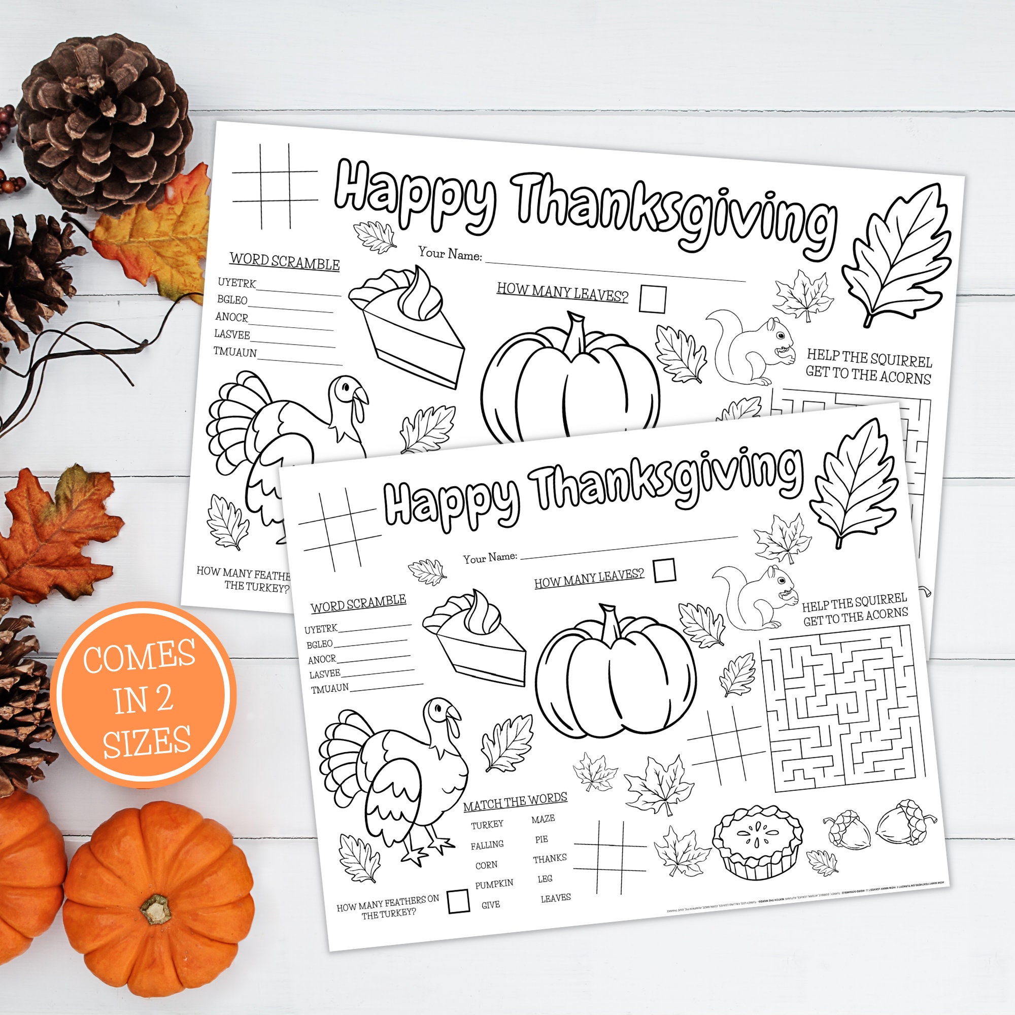 Thanksgiving Coloring Placemat, Activities for Kids, Thanksgiving ...