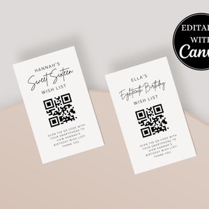 Birthday Wish List QR Code Insert Card Template (digital Download) - Etsy