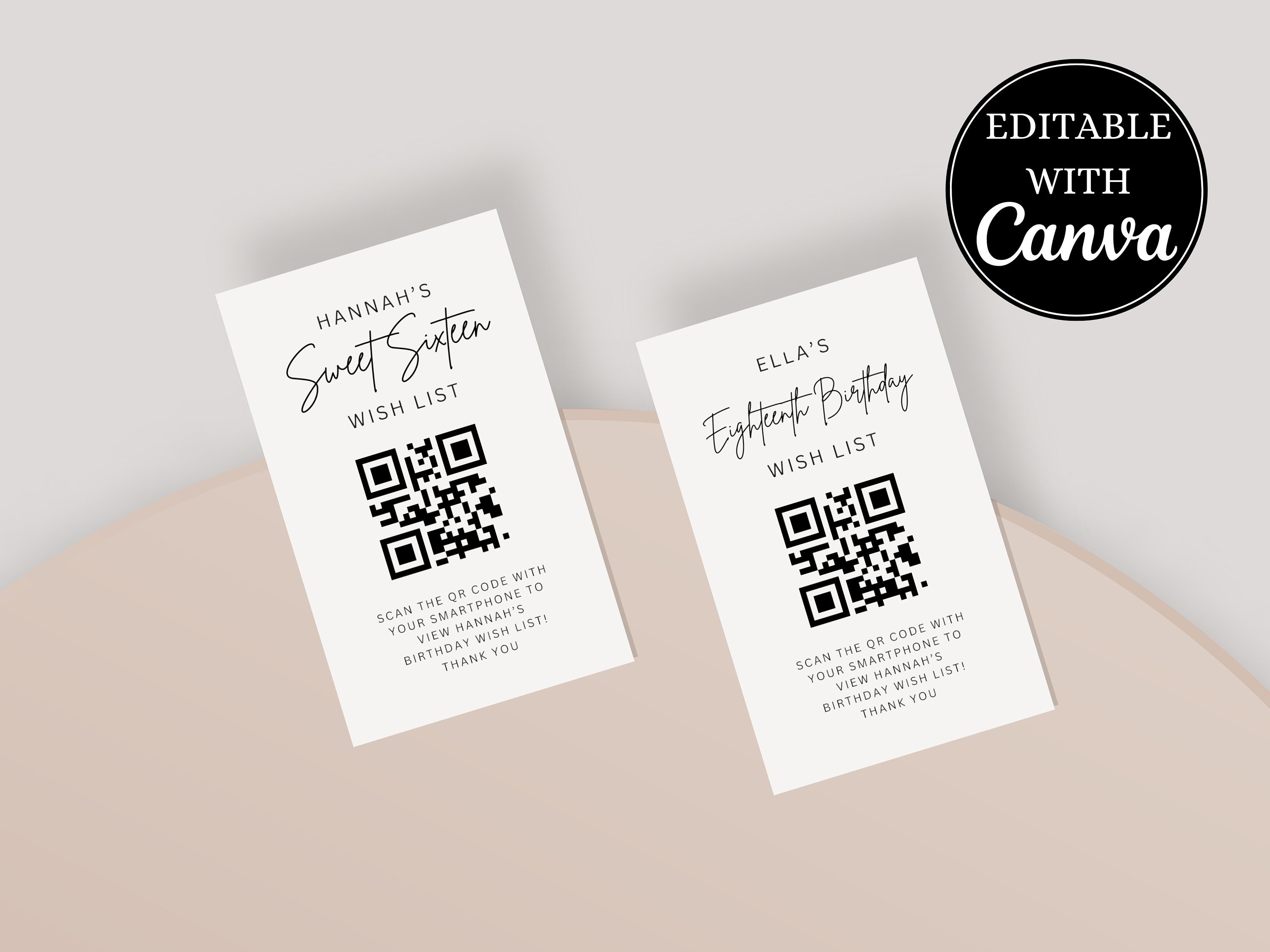 Birthday Wish List QR Code Insert Card Template (digital Download) - Etsy