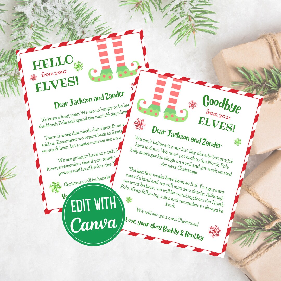 Hello and Goodbye From Elf Letter, Elf Arrival and Departure Letter ...