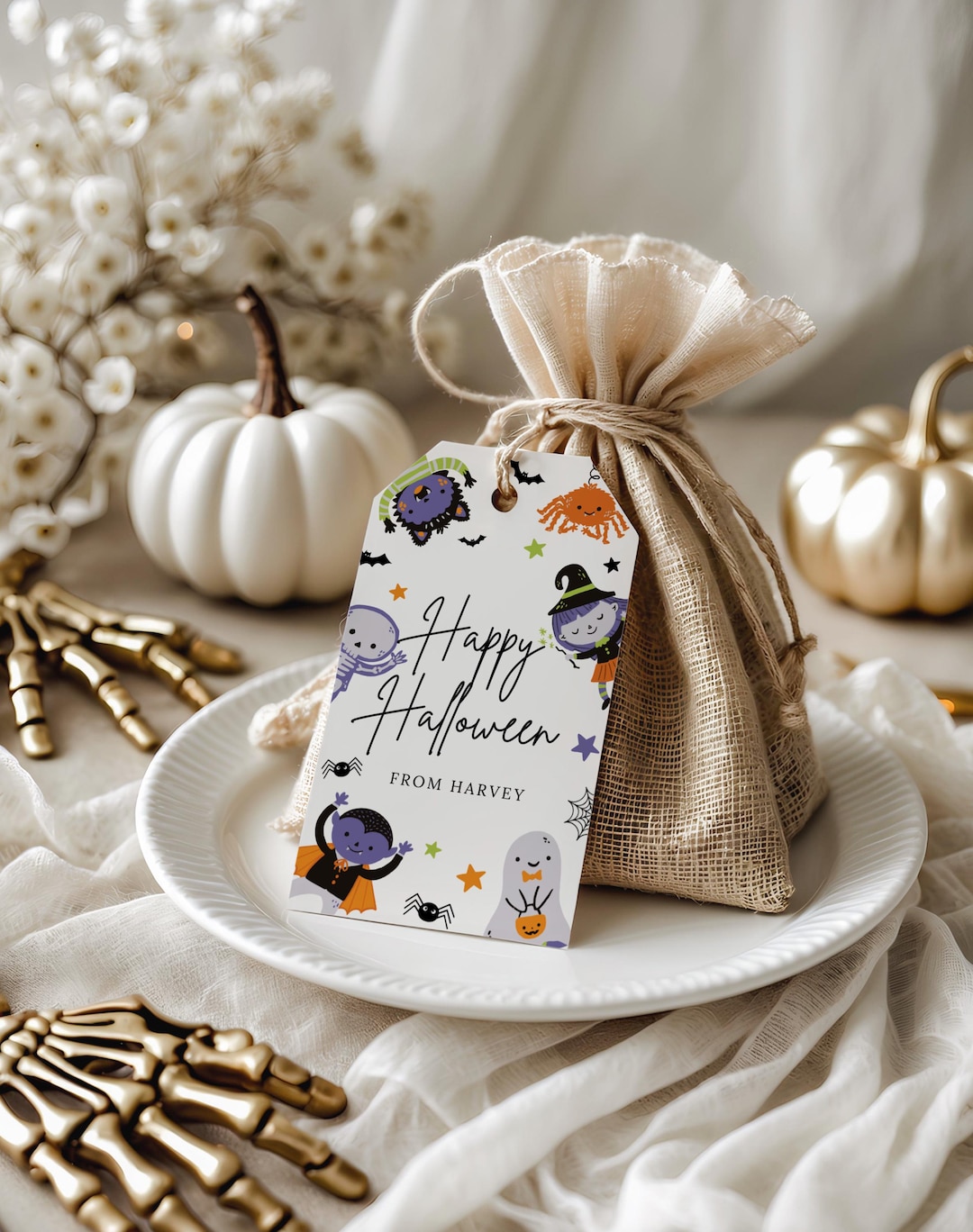 Happy Halloween Gift Tag Template, Trick or Treat Favor Tags, ( 2x 3.5 ...