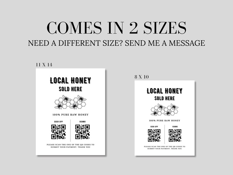Local Honey QR Code Sign Template: Farm Market Payment (digital ...