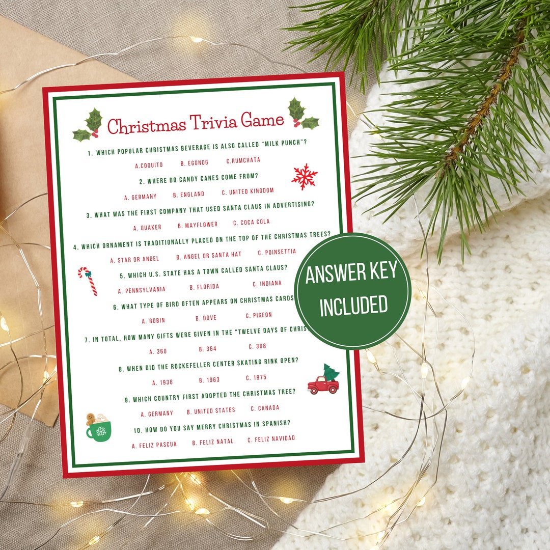 Christmas Trivia Game for Adults, Holiday Party Games, Trivia Night ...