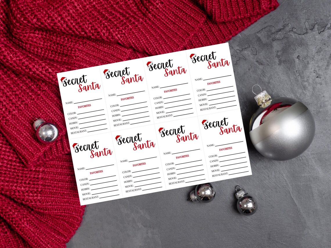 Printable Secret Santa Questionnaire, Christmas Wish List, Office Gift ...