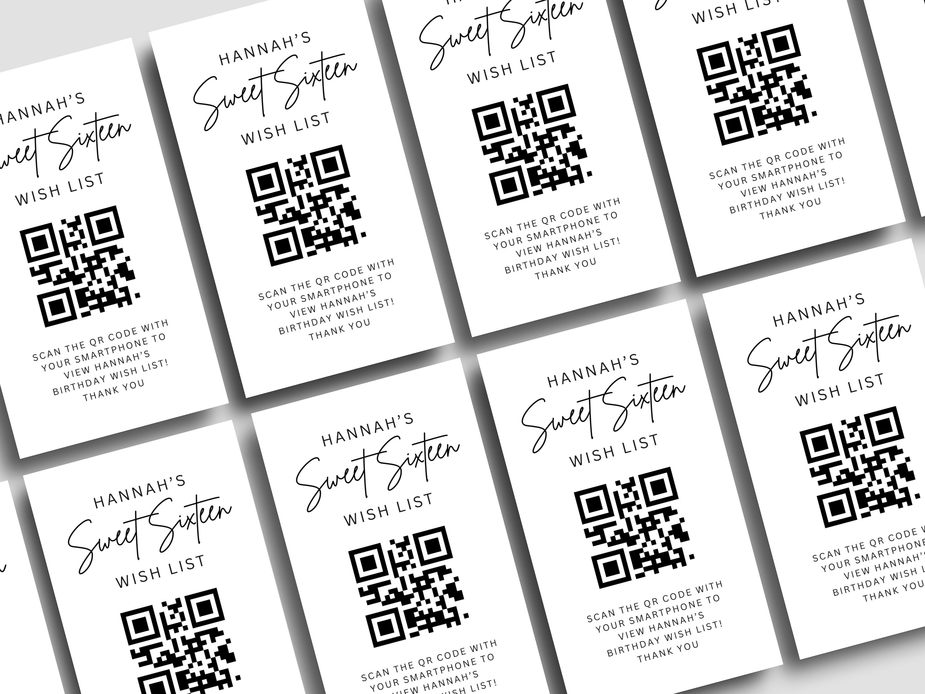 Birthday Wish List QR Code Insert Card Template (digital Download) - Etsy