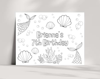 Mermaid Birthday Party Placemat Activity Sheet | Under the Sea Birthday ...