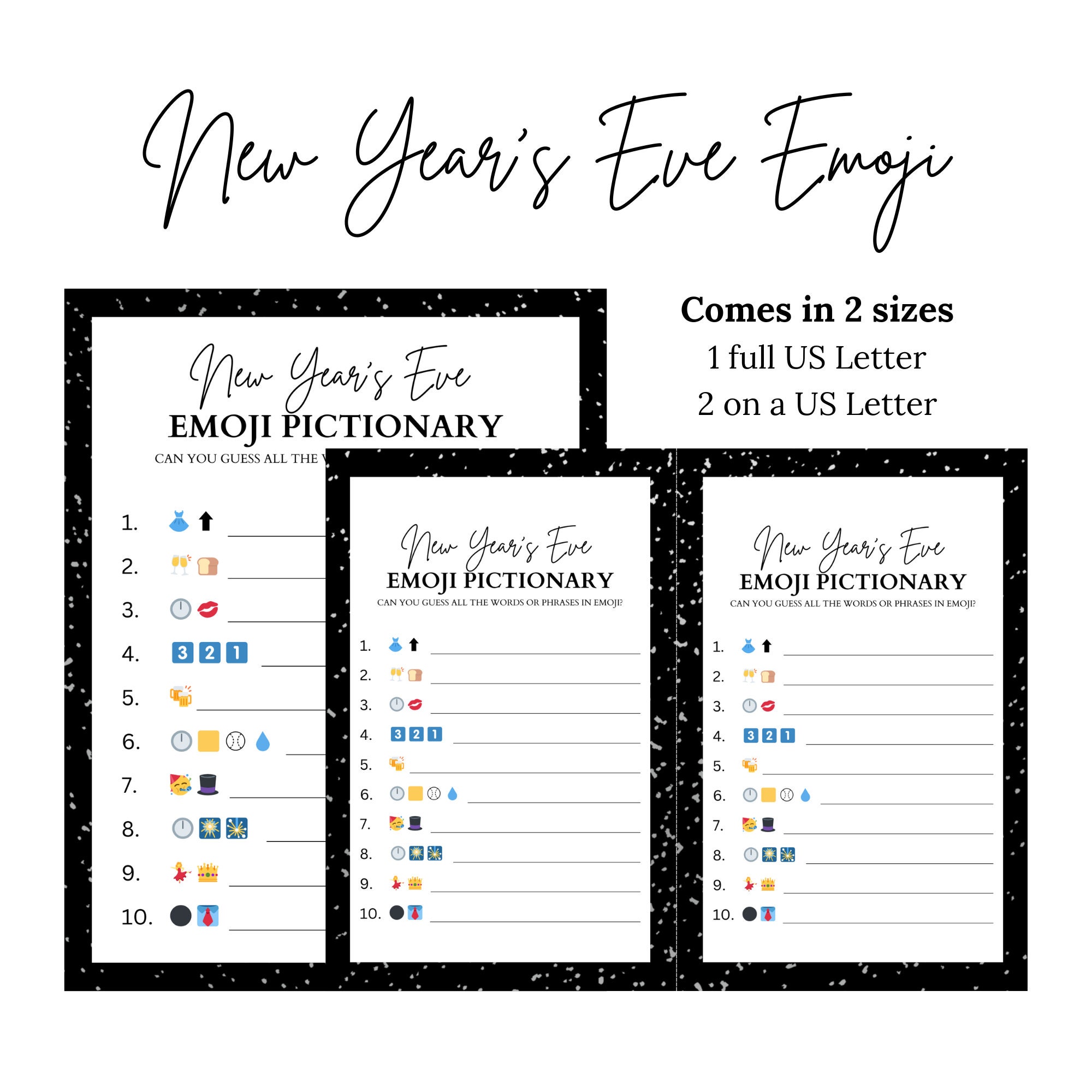 New Years Eve Emoji Pictionary, New Years Eve Party, Games for Adults ...