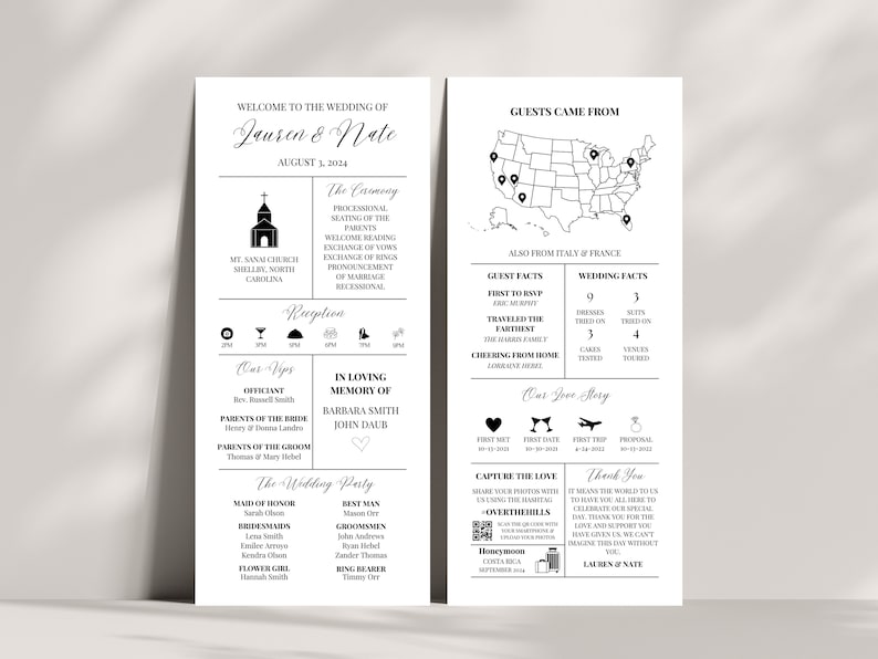 Infographic Program Template, Wedding Fun Facts With QR Code, Wedding ...