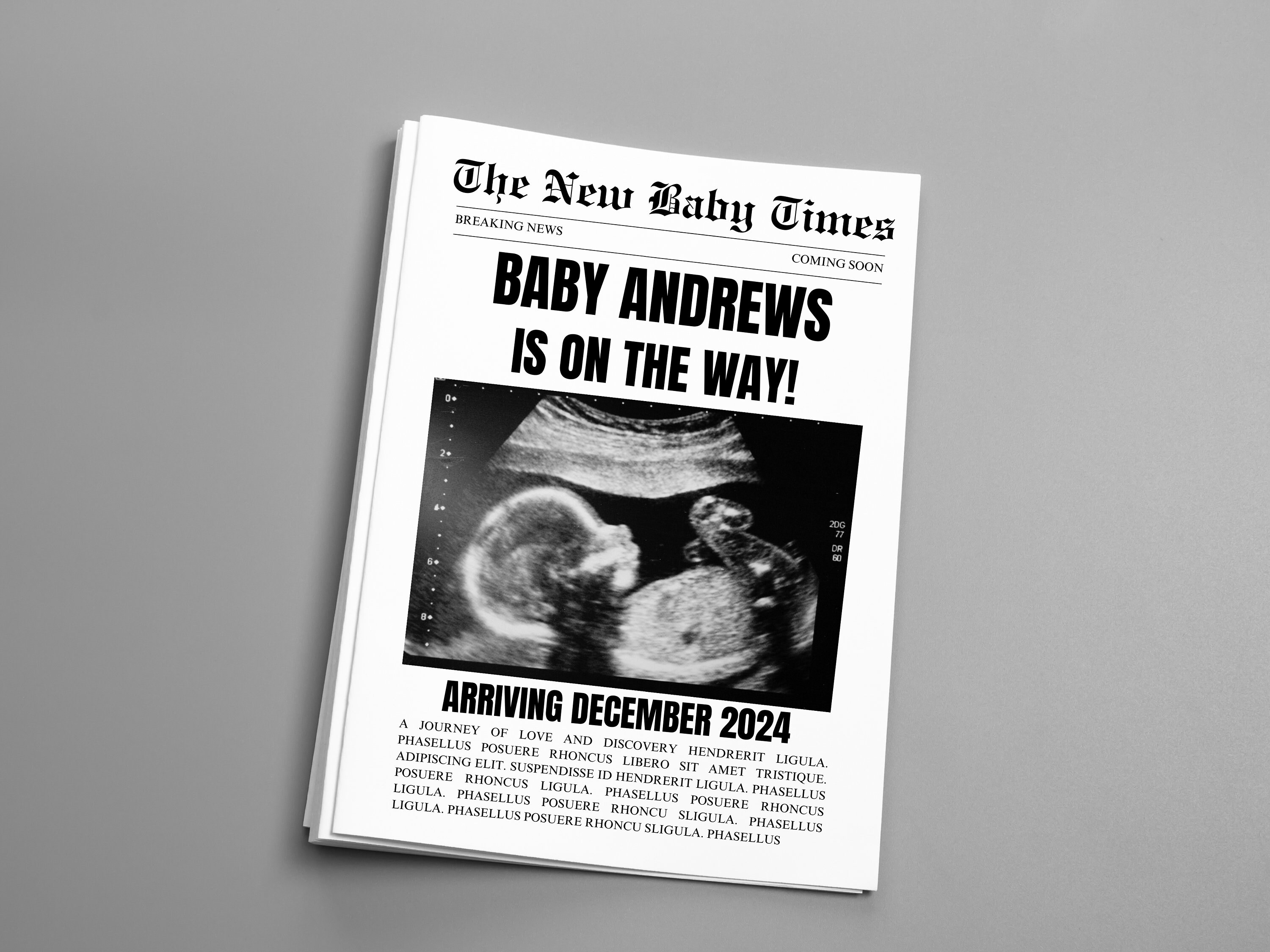 Baby Newspaper Announcement, Pregnancy Announcement Newspaper ...