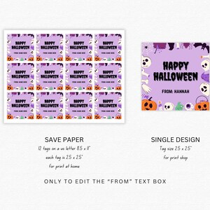 Cute Halloween Gift Tags, Personalized Halloween Tags, Kids Classroom ...