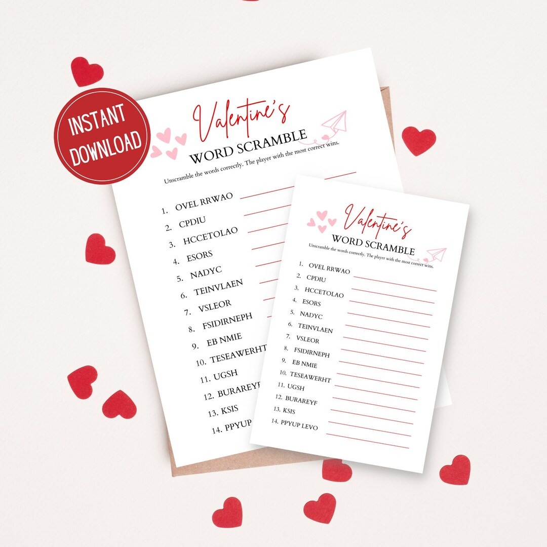 Valentines Day Word Scramble, Fun Activity for Kids or Adults ...